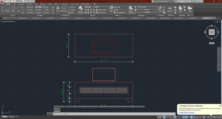 Denah dan Gambar CAD Interior_Meja TV 2 | Sipilpedia