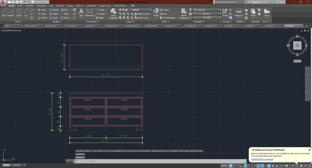 Denah dan Gambar CAD Interior_Meja 4 | Sipilpedia