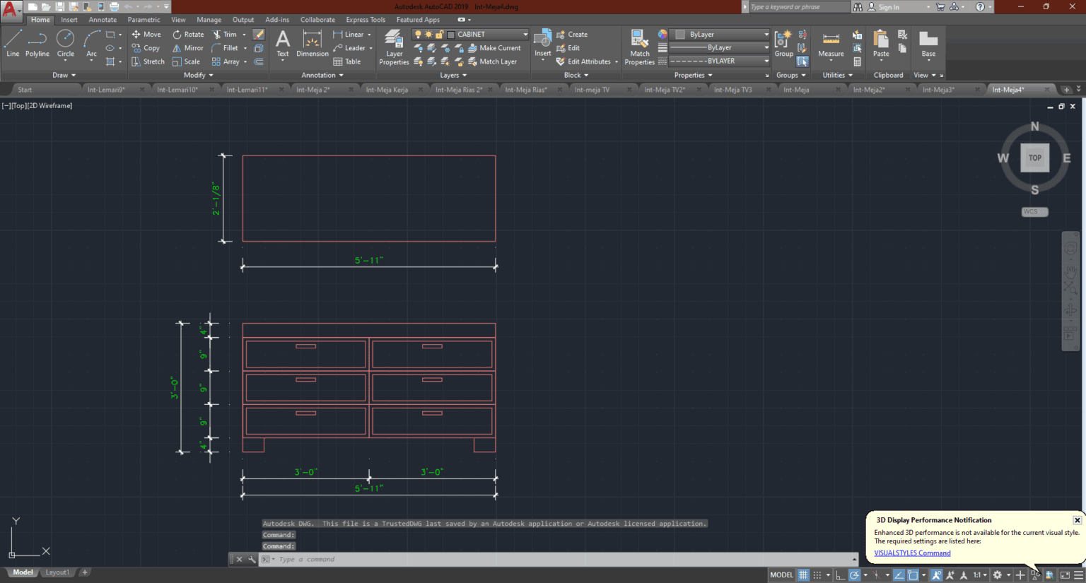 Denah dan Gambar CAD Interior_Meja 4 | Sipilpedia