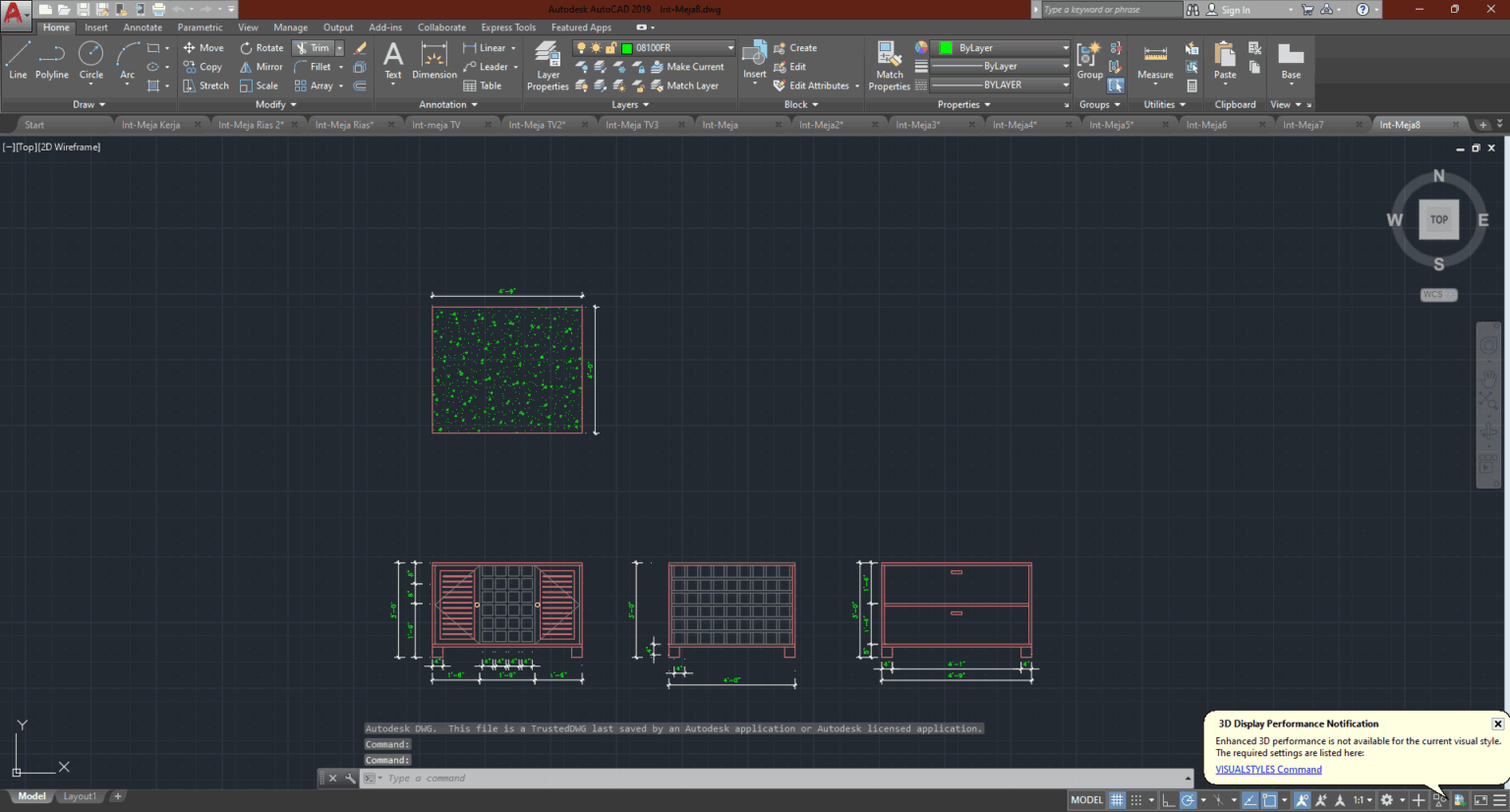 Denah dan Gambar CAD Interior_Meja 8 | Sipilpedia