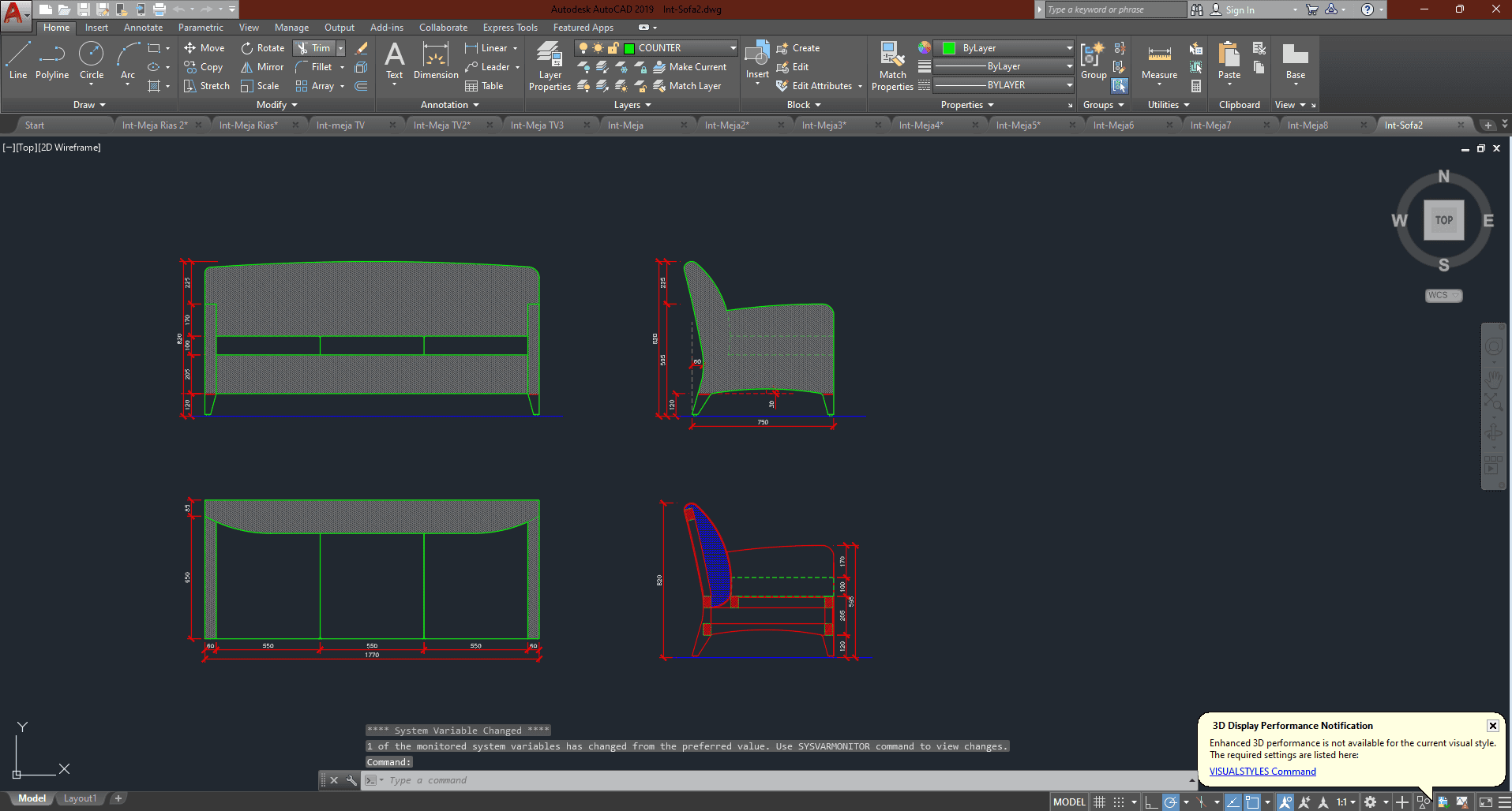 Denah dan Gambar CAD Interior_Sofa 2 | Sipilpedia