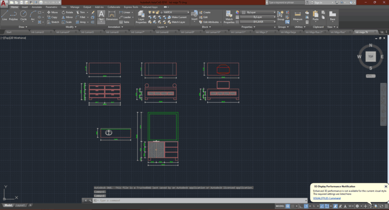 Denah dan Gambar CAD Interior_Meja TV | Sipilpedia