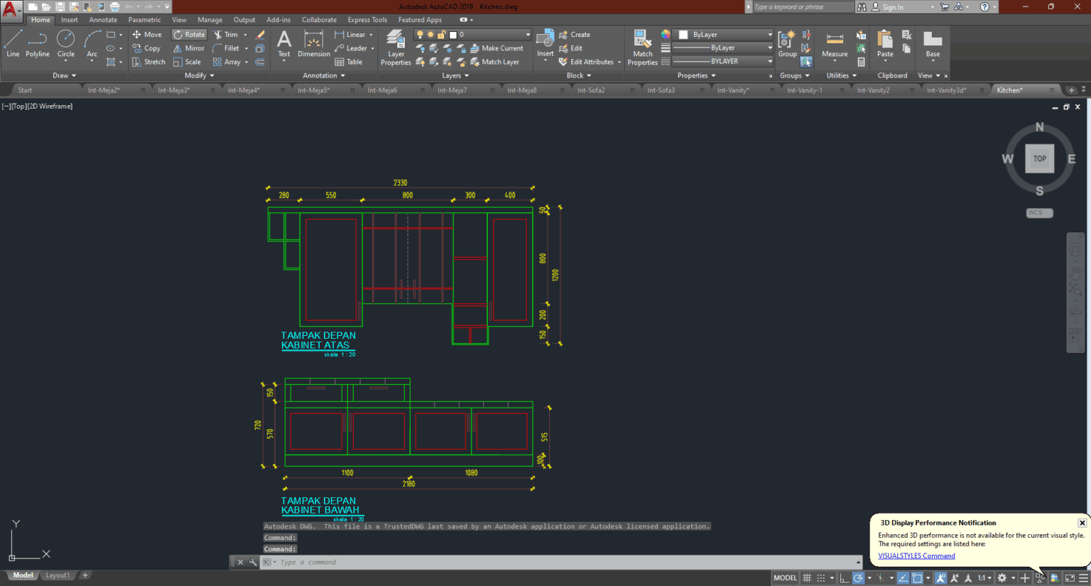 Denah dan Gambar CAD Interior_Kitchen | Sipilpedia