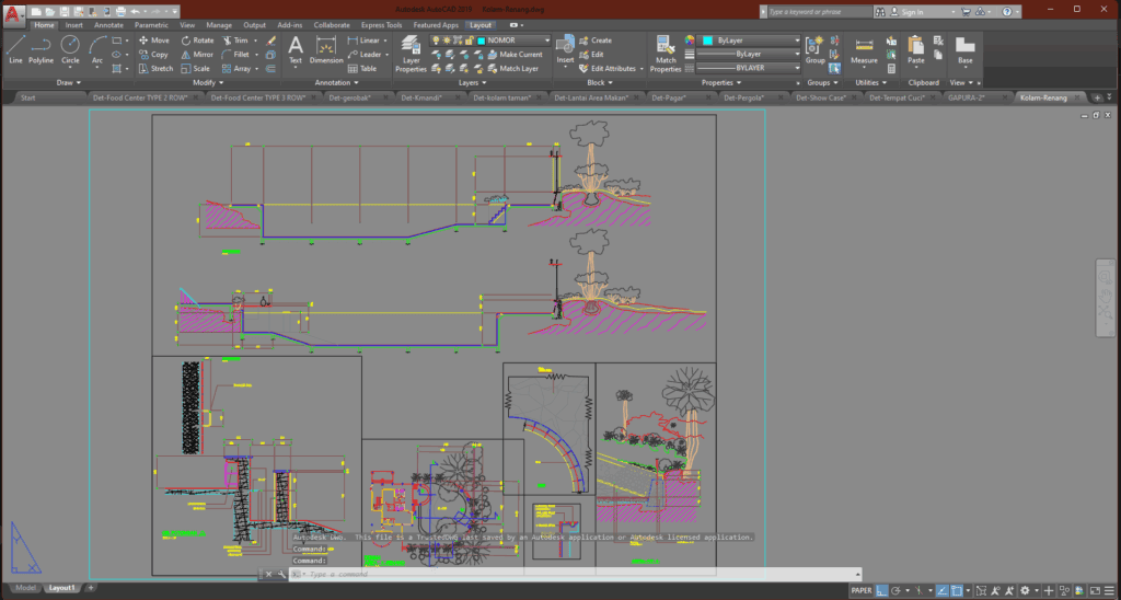 Denah dan Gambar CAD Landscape_Kolam Renang | Sipilpedia