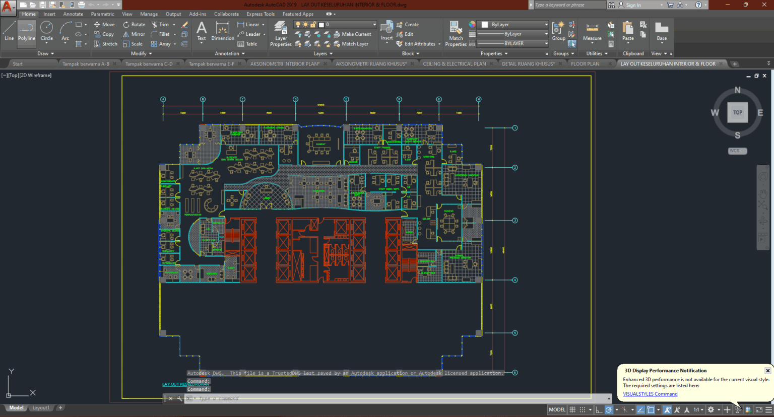 Denah dan Gambar CAD Interior Ruang Khusus_Lay Out Keseluruhan Interior ...
