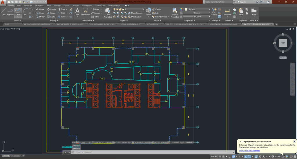 Denah dan Gambar CAD Interior Ruang Khusus_Lay Out Keseluruhan Partisi ...