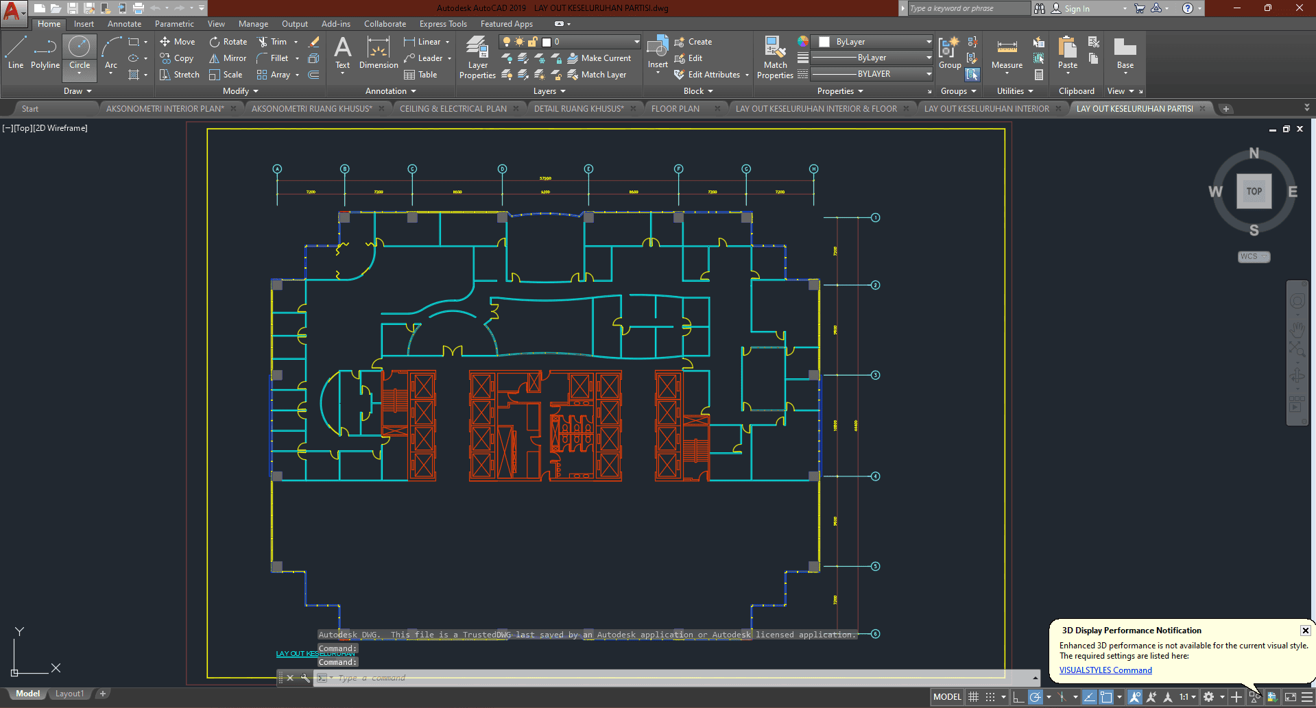 Denah dan Gambar CAD Interior Ruang Khusus_Lay Out Keseluruhan Partisi ...