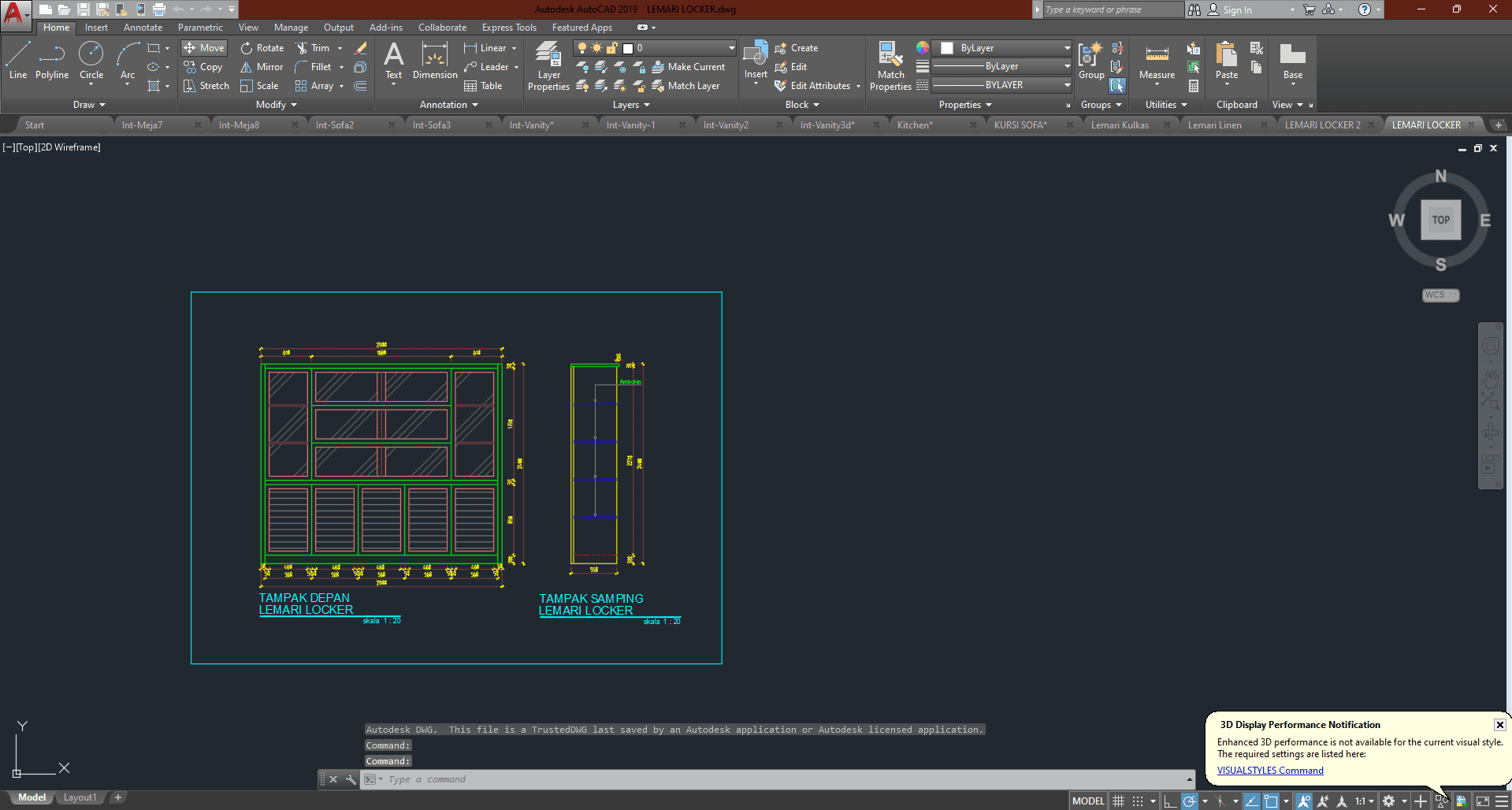 Denah dan Gambar CAD Interior_Lemari Locker | Sipilpedia