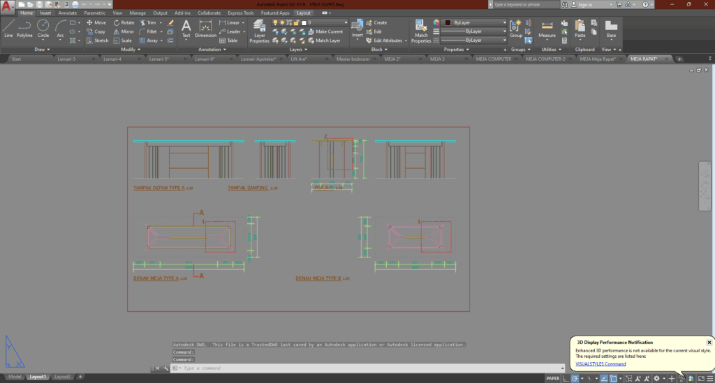 Denah dan Gambar CAD Interior_MEJA RAPAT | Sipilpedia