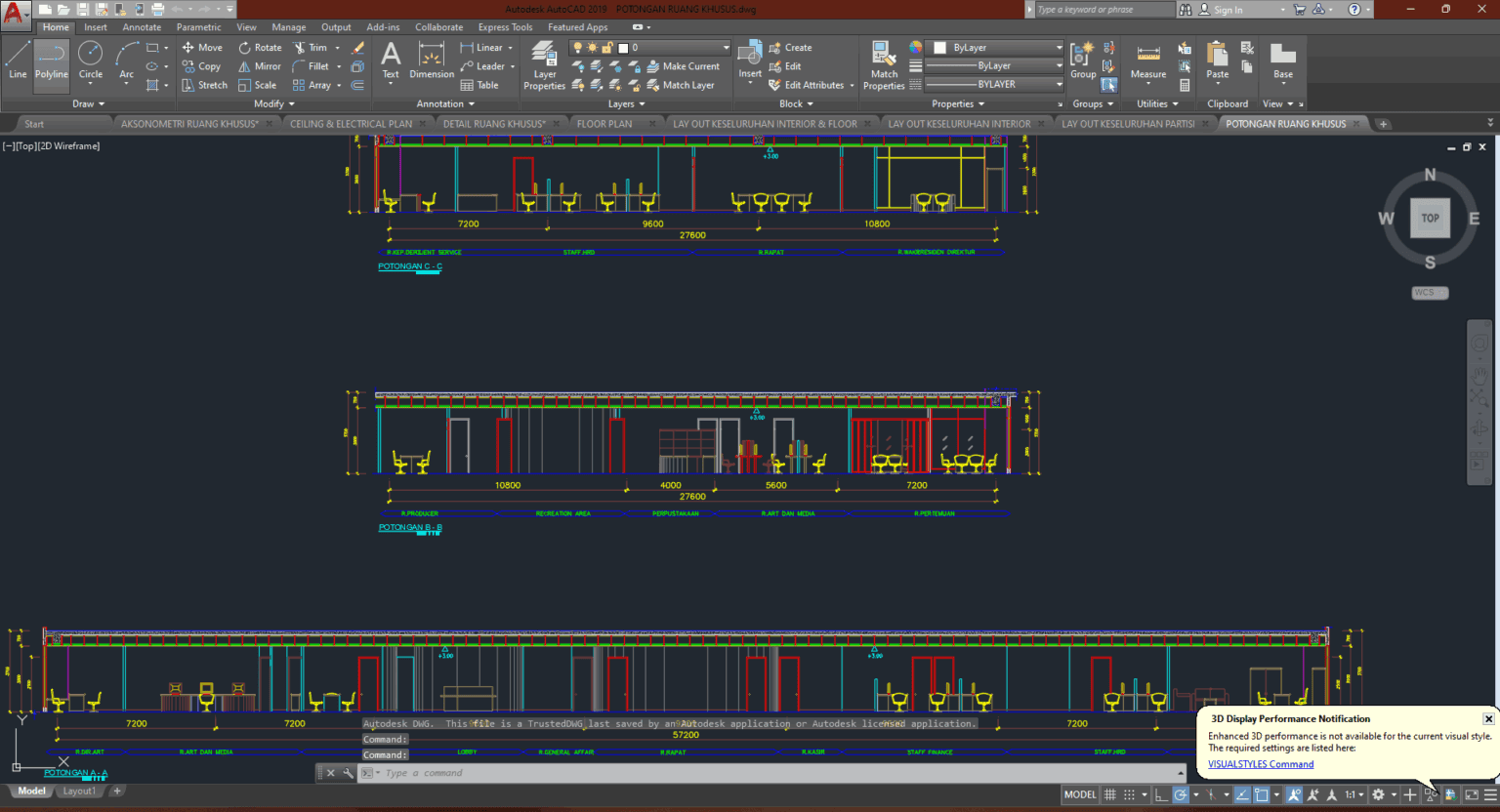 Denah dan Gambar CAD Interior Ruang Khusus_Potongan Ruang Khusus ...