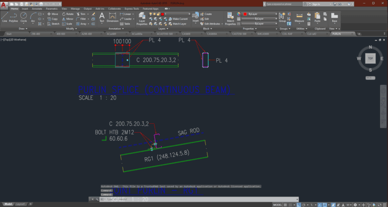 Denah dan Gambar CAD Struktur Detail Baja_PURLIN | Sipilpedia