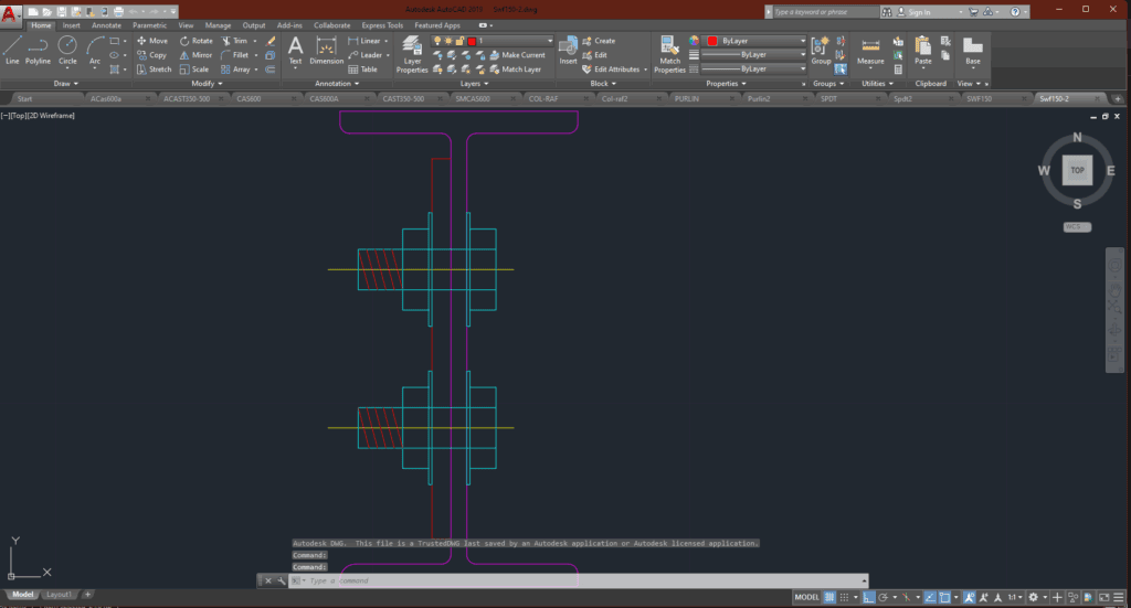Denah dan Gambar CAD Struktur Detail Baja_Swf150-2 | Sipilpedia