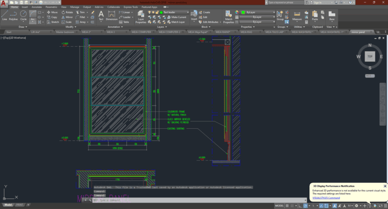 Denah dan Gambar CAD Interior_Mirror Panel | Sipilpedia