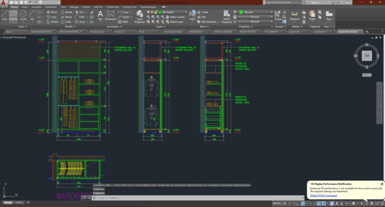 Denah dan Gambar CAD Interior_wardrobe-section | Sipilpedia
