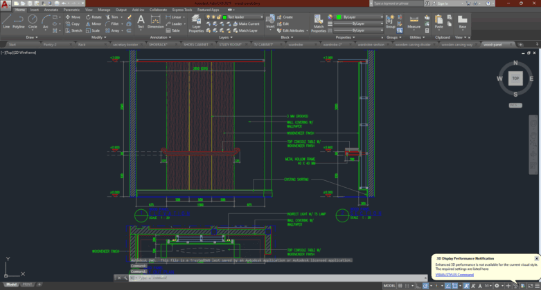 Denah dan Gambar CAD Interior_Wood Panel | Sipilpedia