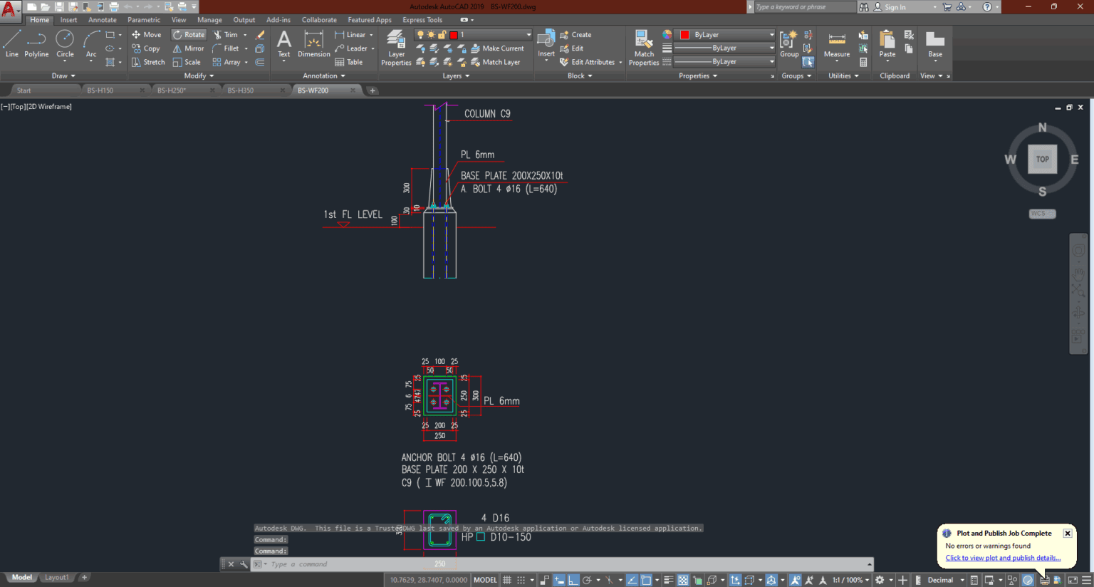 Denah dan Gambar CAD Struktur_PEDESTAL BS-WF200 | Sipilpedia
