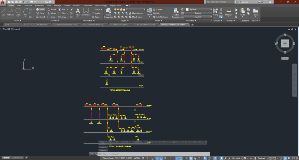 Denah dan Gambar CAD Mekanikal Electrical_DIAGRAM-FRESH AIR RISER ...