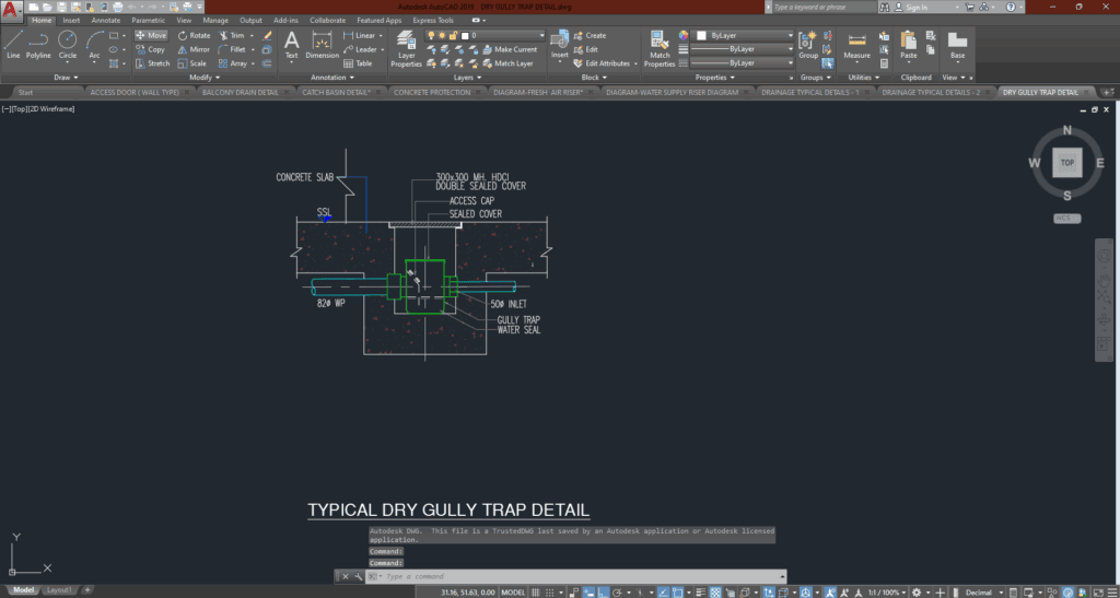 Denah dan Gambar CAD Mekanikal Electrical_DRY GULLY TRAP DETAILS ...