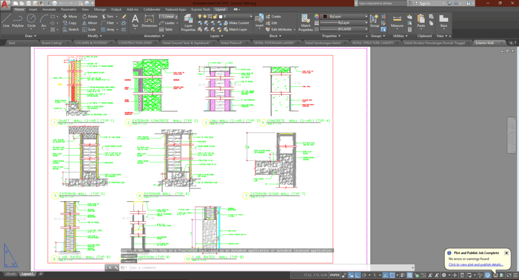 Denah dan Gambar CAD Struktur_Exterior Wall | Sipilpedia