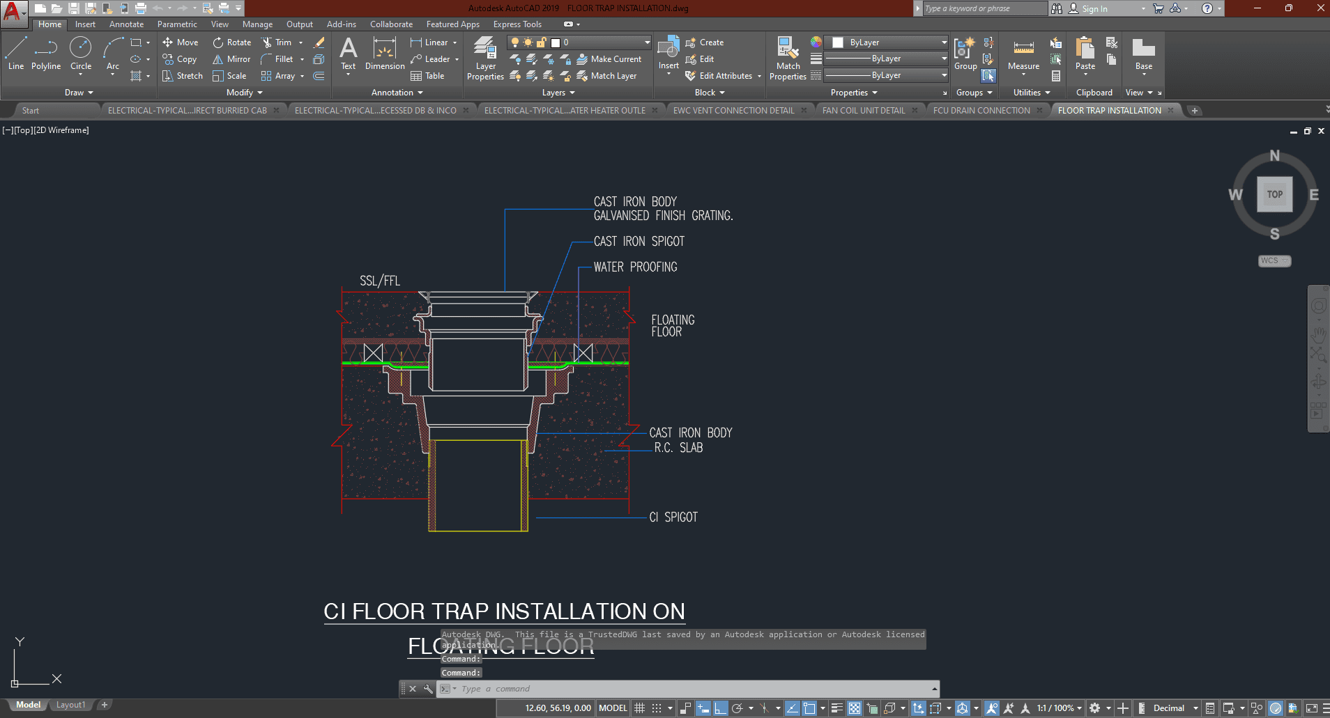 Denah dan Gambar CAD Mekanikal Electrical_FLOOR TRAP INSTALLATION ...