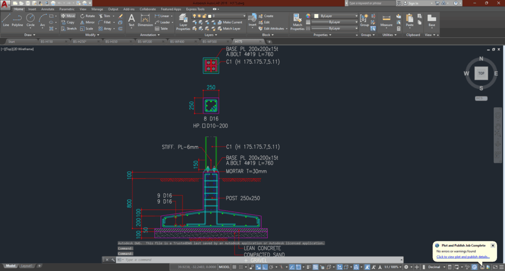 Denah dan Gambar CAD Struktur_PEDESTAL H175 | Sipilpedia