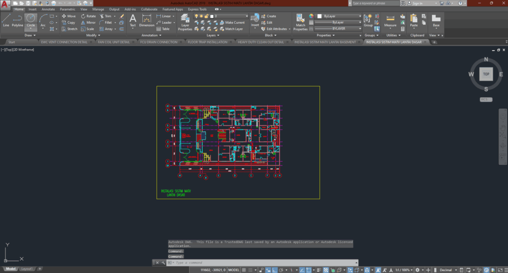 Denah dan Gambar CAD Mekanikal Electrical_INSTALASI SISTIM MATV LANTAI ...