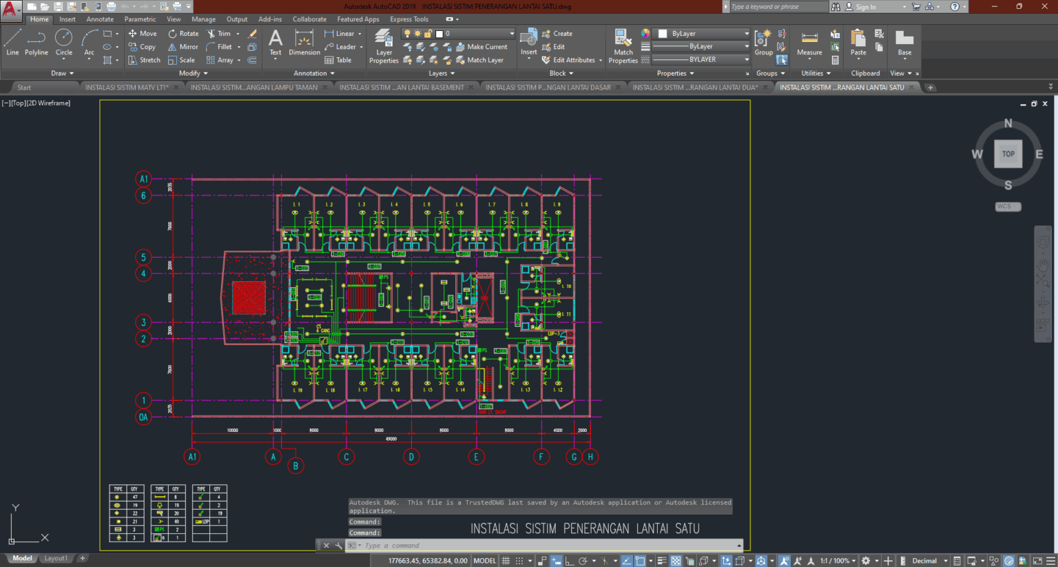 Denah dan Gambar CAD Mekanikal Electrical_INSTALASI SISTIM PENERANGAN ...