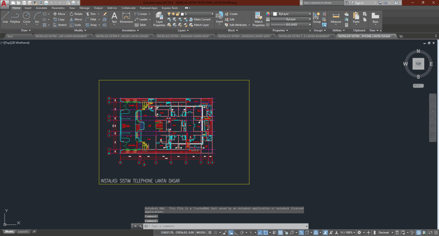 Denah dan Gambar CAD Mekanikal Electrical_INSTALASI SISTIM TELEPHONE ...
