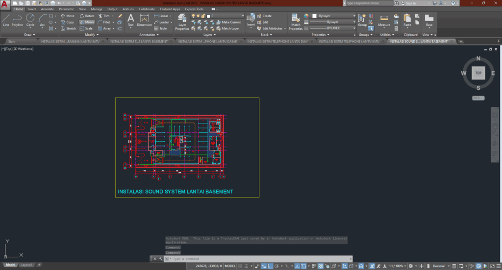 Denah dan Gambar CAD Mekanikal Electrical_INSTALASI SOUND SYSTEM LANTAI ...