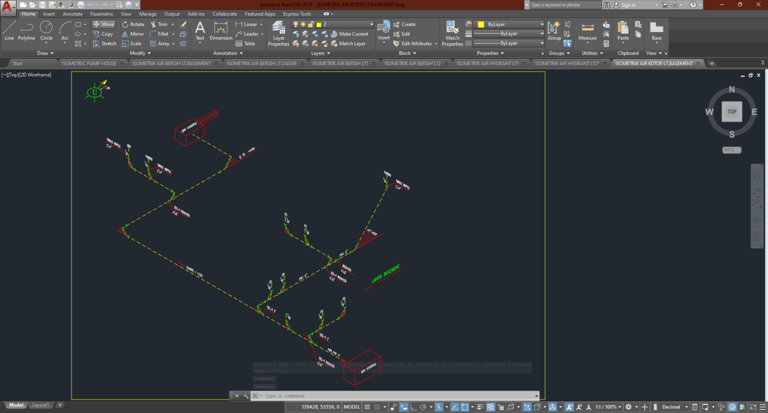 Denah dan Gambar CAD Mekanikal Electrical_ISOMETRIK AIR KOTOR LT ...