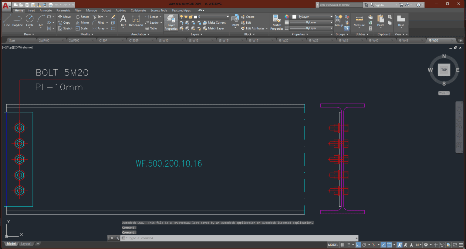 Denah dan Gambar CAD Struktur_Engsel JS-W50 | Sipilpedia