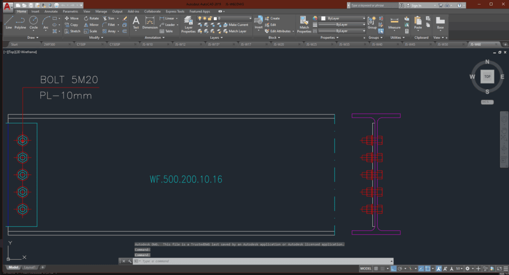 Denah dan Gambar CAD Struktur_Engsel JS-W60 | Sipilpedia
