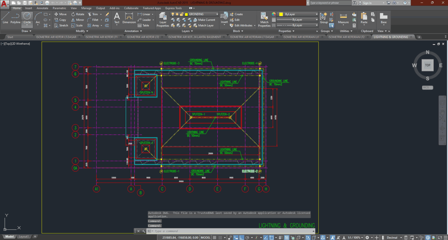 Denah dan Gambar CAD Mekanikal Electrical_LIGHTNING & GROUNDING ...