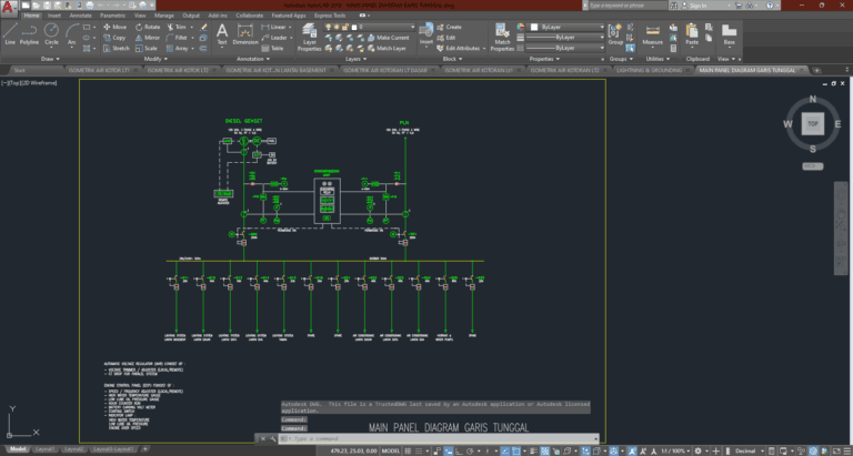 Denah dan Gambar CAD Mekanikal Electrical_MAIN PANEL DIAGRAM GARIS ...