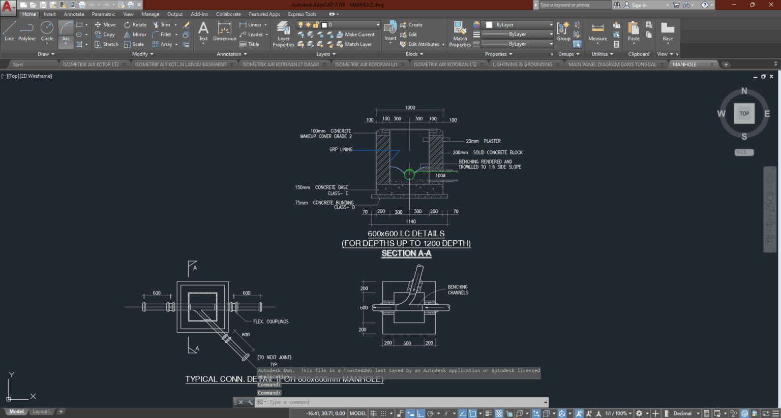 Denah dan Gambar CAD Mekanikal Electrical_MANHOLE | Sipilpedia