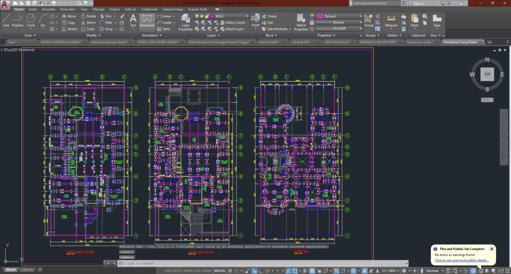 Denah dan Gambar CAD Struktur_Pembesian Sloop Balok | Sipilpedia