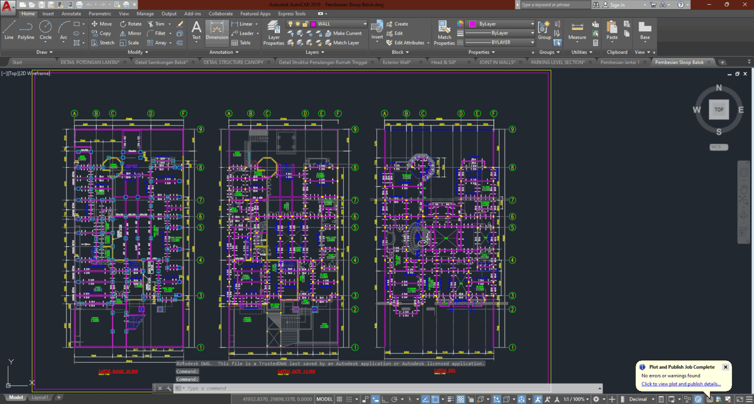 Denah dan Gambar CAD Struktur_Pembesian Sloop Balok | Sipilpedia