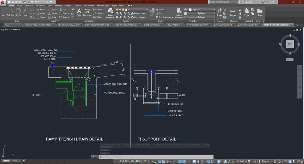 Denah dan Gambar CAD Mekanikal Electrical_RAMP TRENCH DRAIN DETAIL ...