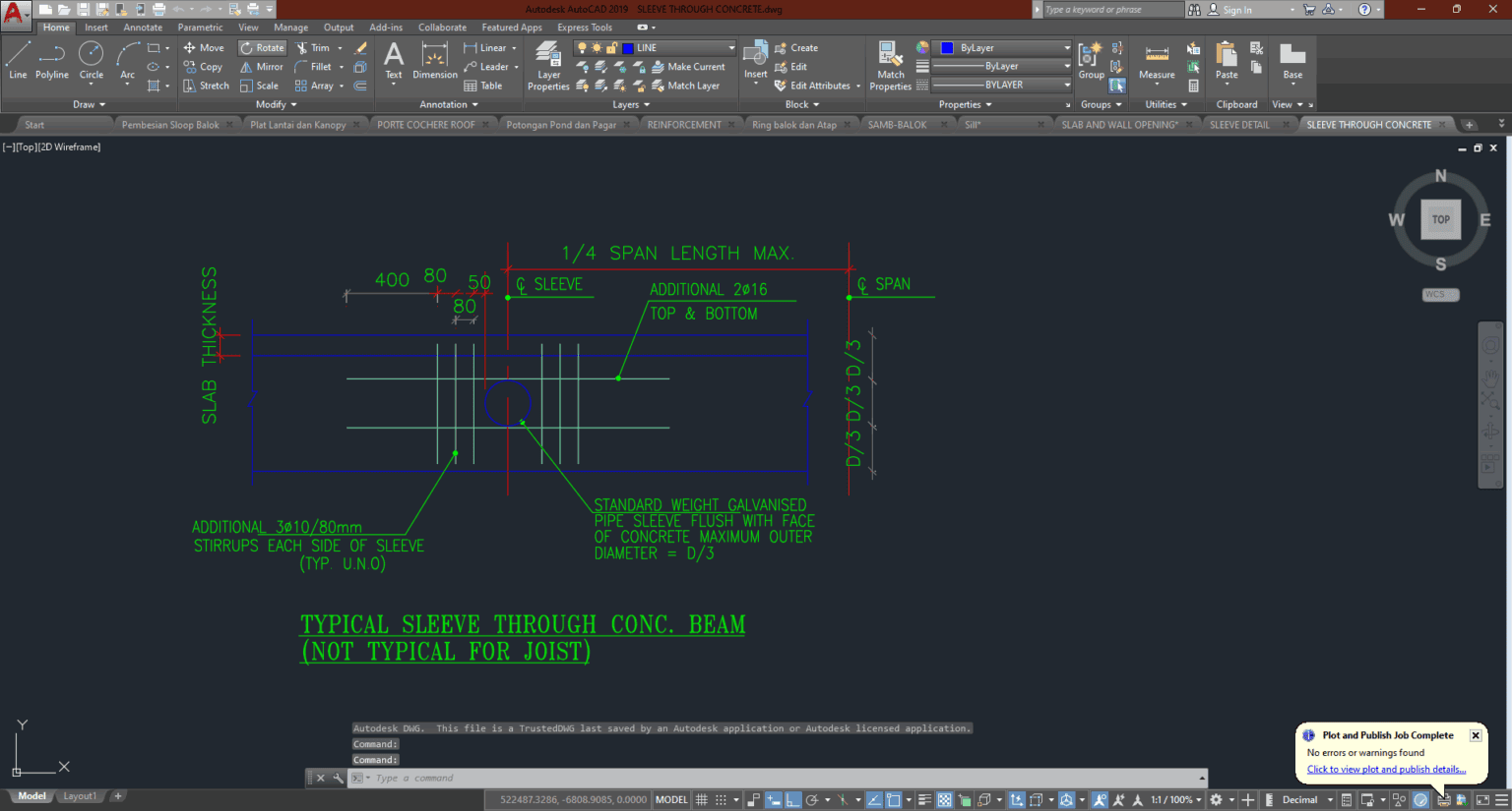 Denah dan Gambar CAD Struktur_Sleeve Through Concrete | Sipilpedia