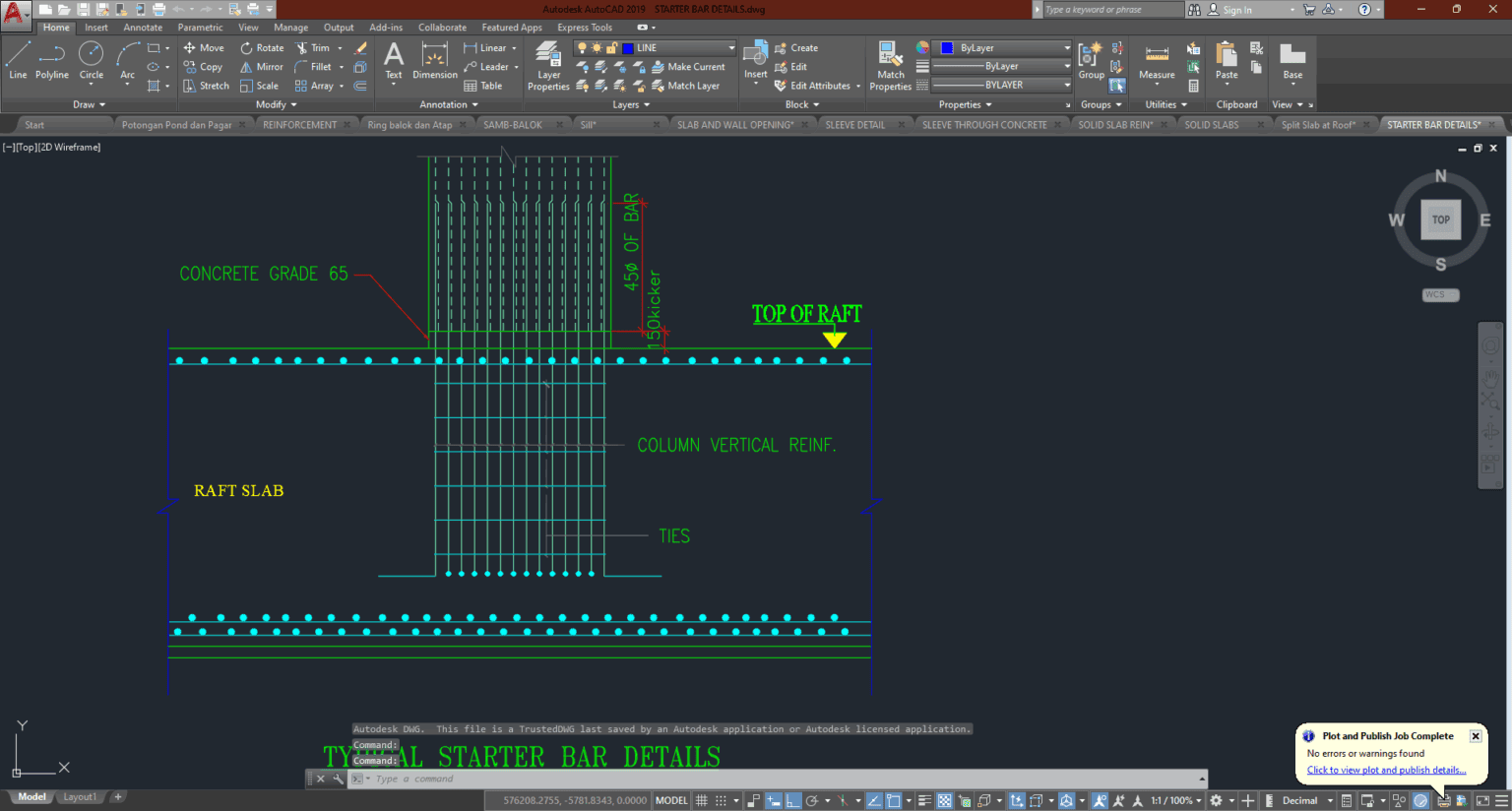 Denah dan Gambar CAD Struktur_Starter Bar Details | Sipilpedia