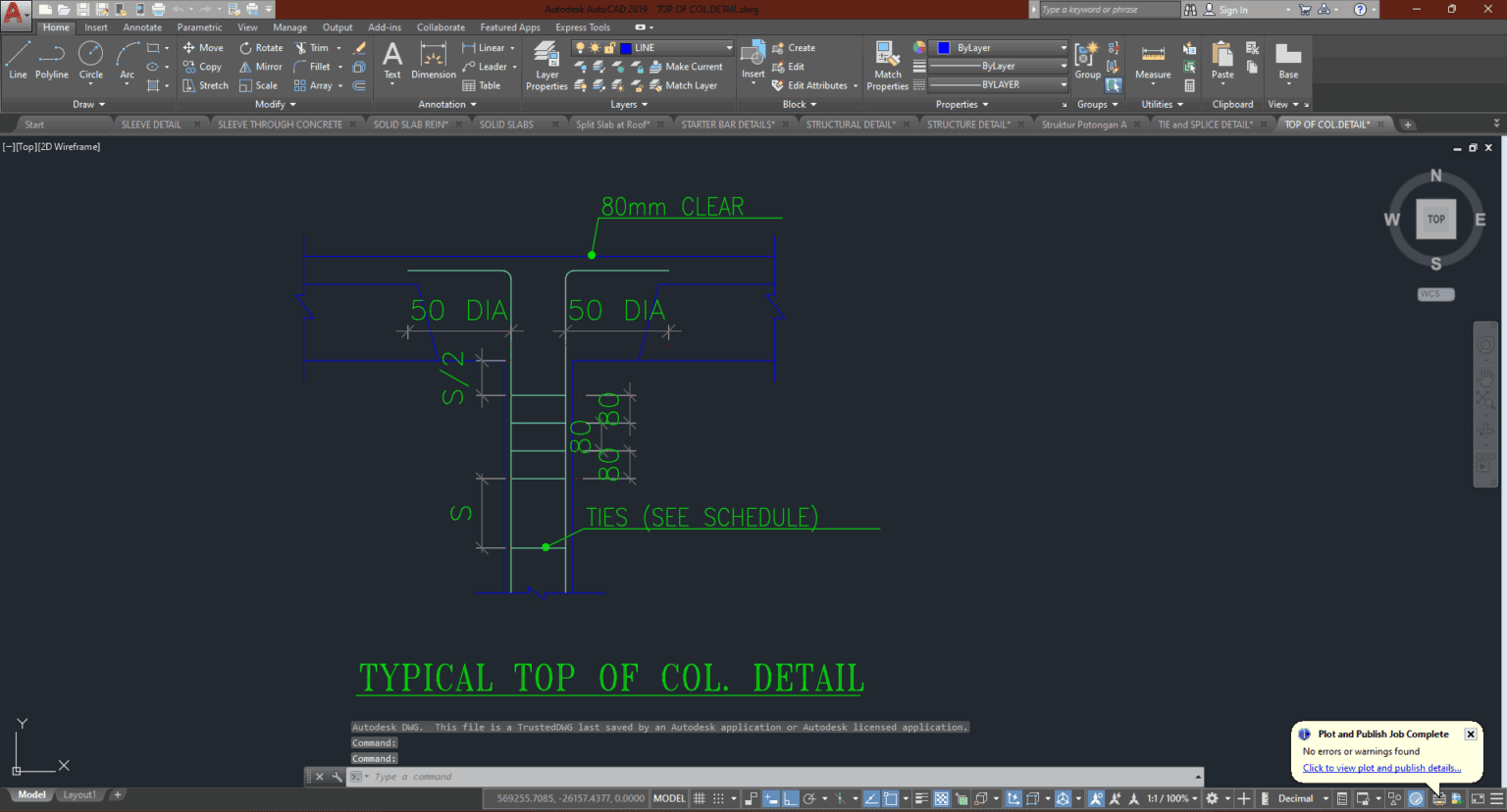Denah dan Gambar CAD Struktur_TOP OF COL DETAIL | Sipilpedia