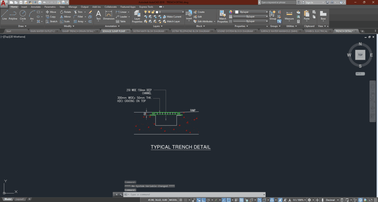 Denah dan Gambar CAD Mekanikal Electrical_TRENCH DETAIL | Sipilpedia