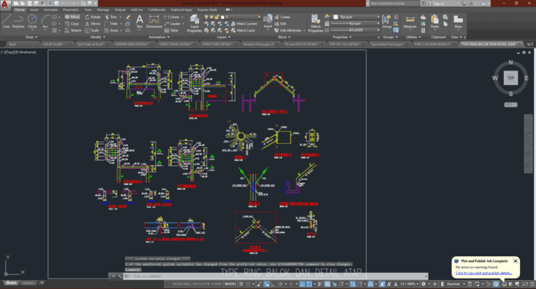 Denah dan Gambar CAD Struktur_Type Ring Balok dan Detail Atap | Sipilpedia