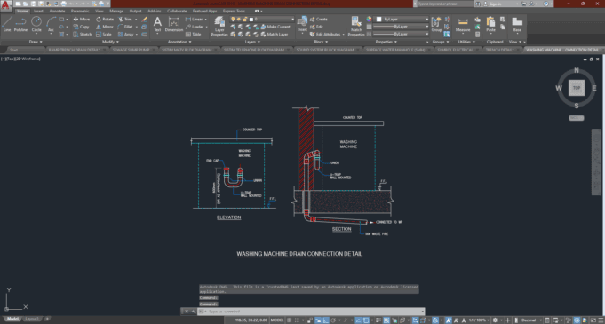 Denah dan Gambar CAD Mekanikal Electrical_WASHING MACHINE DRAIN ...