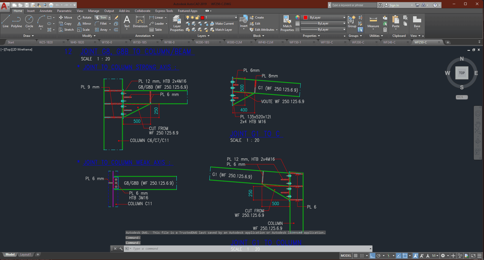 Denah dan Gambar CAD Struktur_Jepit WF250-C | Sipilpedia