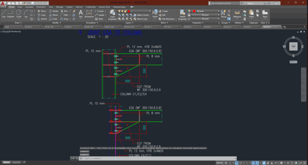 Denah dan Gambar CAD Struktur_Jepit WF300-C | Sipilpedia