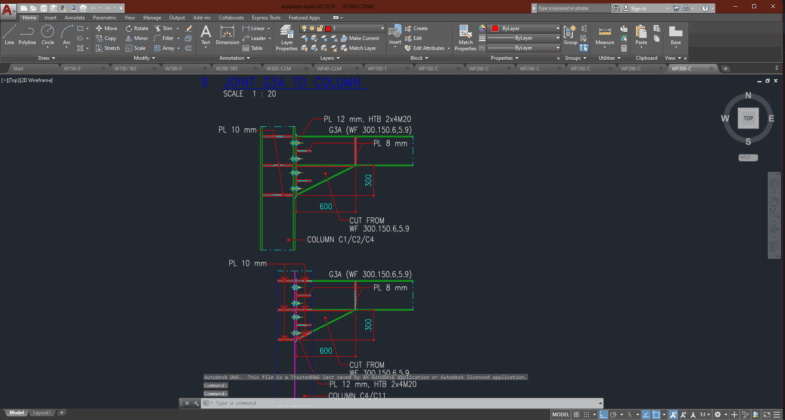 Denah dan Gambar CAD Struktur_Jepit WF300-C | Sipilpedia