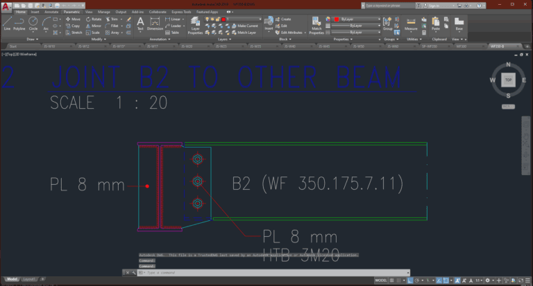 Denah dan Gambar CAD Struktur_Engsel WF350-B | Sipilpedia