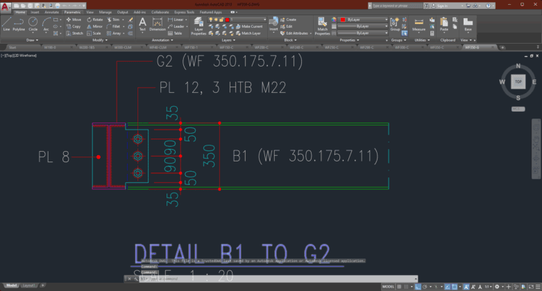 Denah dan Gambar CAD Struktur_Jepit WF350-G | Sipilpedia