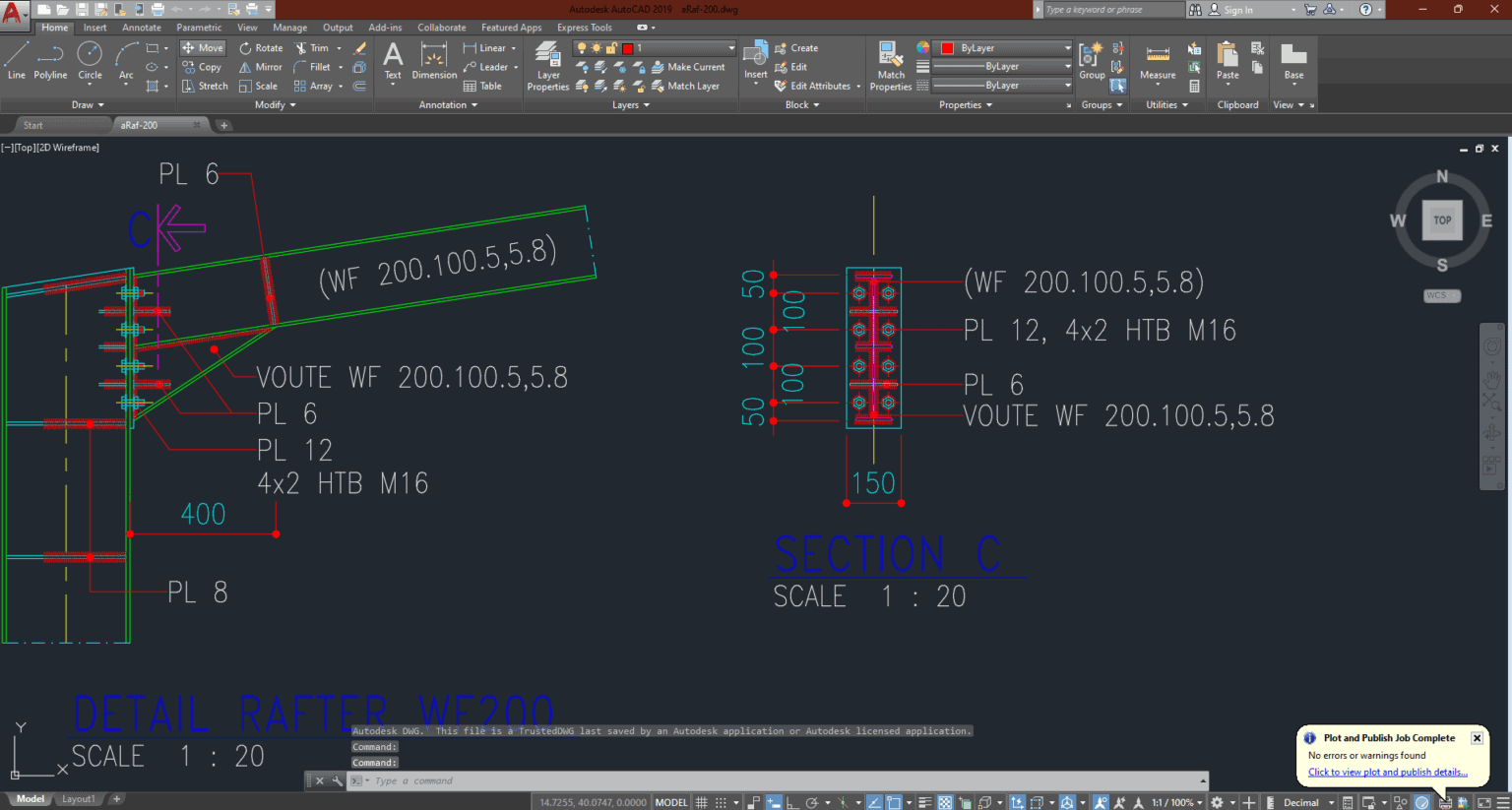 Denah dan Gambar CAD Struktur_RAFTER aRaf-200 | Sipilpedia